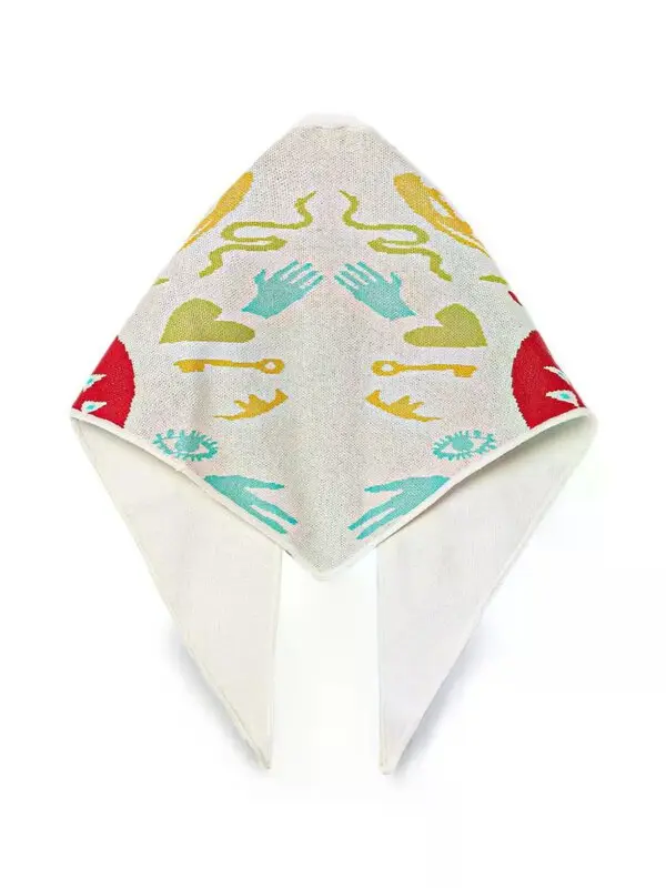 NEVER FULLY DRESSED Graphic-print Intarsia-knit Shawl