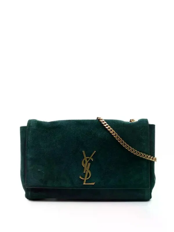 Saint Laurent 2020 Medium Smooth Calfskin And Suede Reversible Kate Crossbody Bag - Green