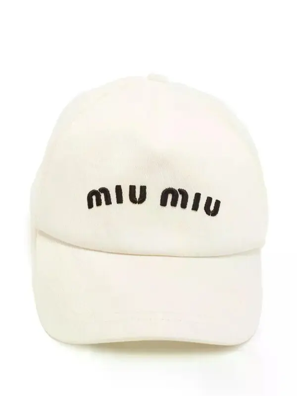 Miu Miu Embroidered Logo Baseball Cap - White