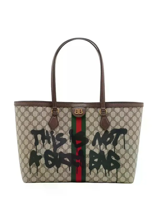 Balenciaga 2015-2026 The Hacker Project Medium Bb Supreme Graffiti Ophidia Tote Bag