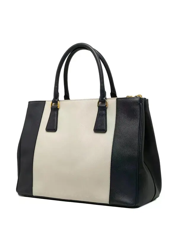 Prada Medium Bicolor Saffiano Lux Galleria Double Zip Satchel
