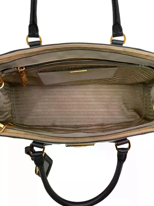 Prada Medium Bicolor Saffiano Lux Galleria Double Zip Satchel