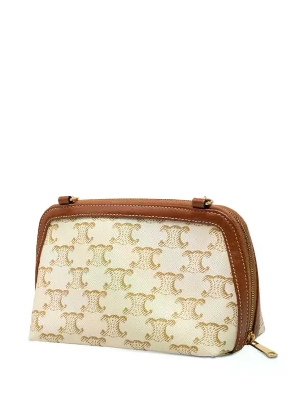 Celine Triomphe Coated Canvas Clutch On Chain Crossbody Bag