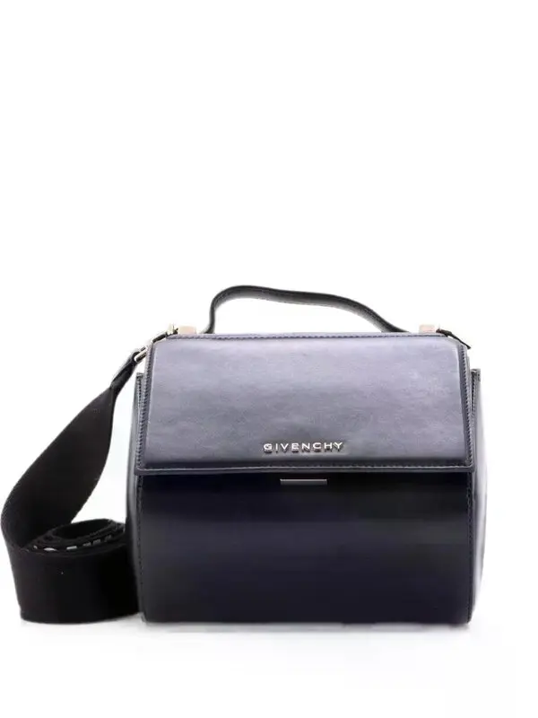 Givenchy Logo Strap Pandora Box Bag Leather Mini Crossbody Bag - Black