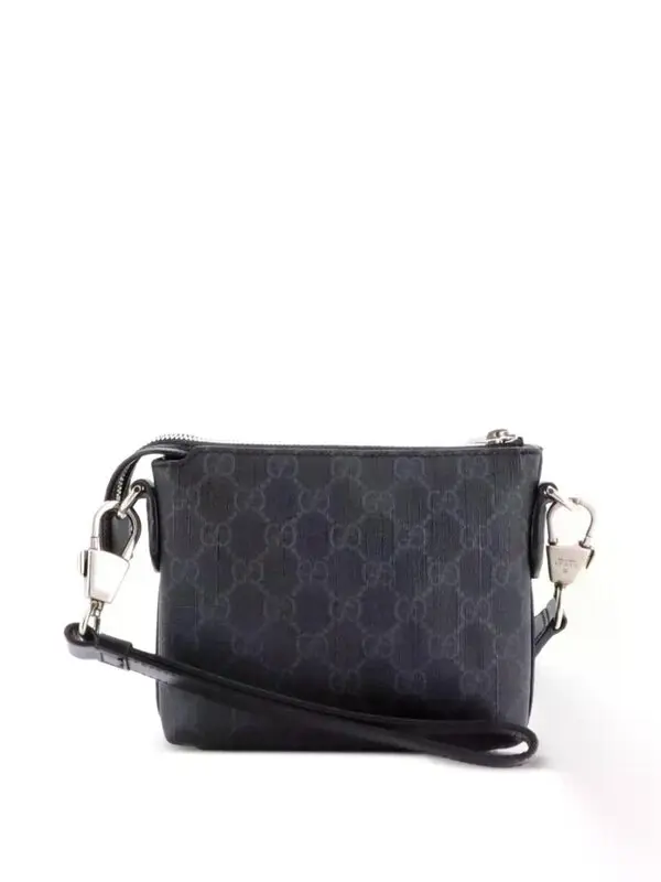 Gucci Interlocking G Patch Gg Coated Canvas Mini Messenger Bag - Black