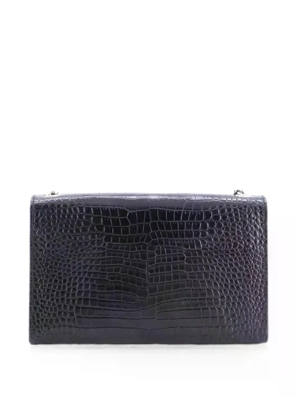 Saint Laurent Classic Monogram Tassel Crocodile Embossed Leather Medium Crossbody Bag