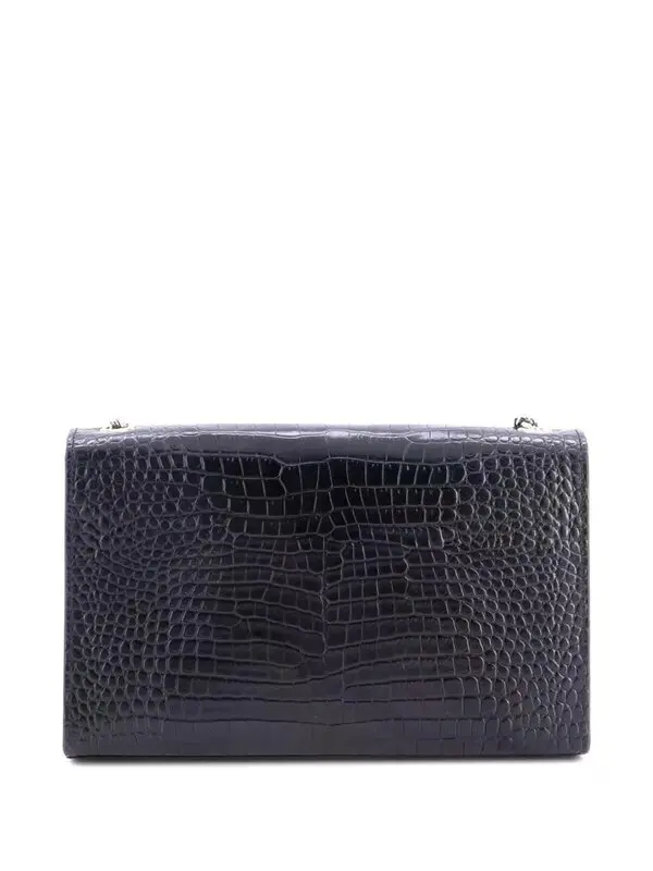 Saint Laurent Monogram Tassel Crocodile Embossed Leather Medium Crossbody Bag