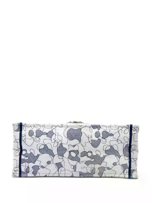 Dior Large Canvas Embroidered Around The World Book Tote Bag - White