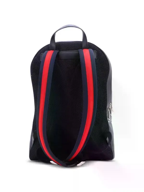 Gucci Gg Coated Canvas Medium Backpack With Front Zip Pocket - Black