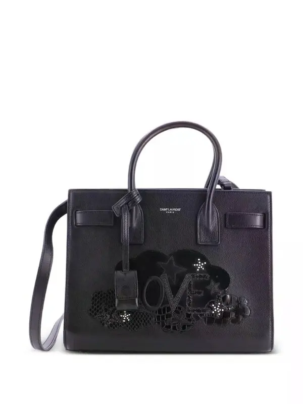 Saint Laurent Sac De Jour Bag Patchwork Leather Baby Tote Bag - Black