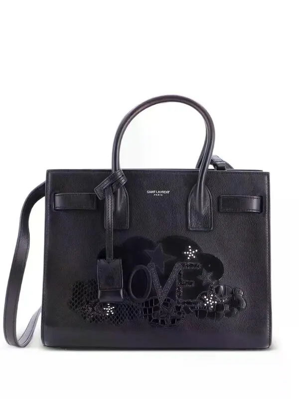 Saint Laurent Sac De Jour Bag Patchwork Leather Baby Tote Bag - Black
