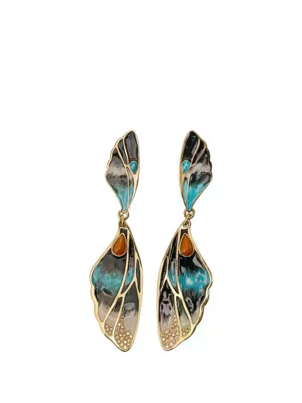 Roberto Cavalli Butterfly-wing Drop Earrings