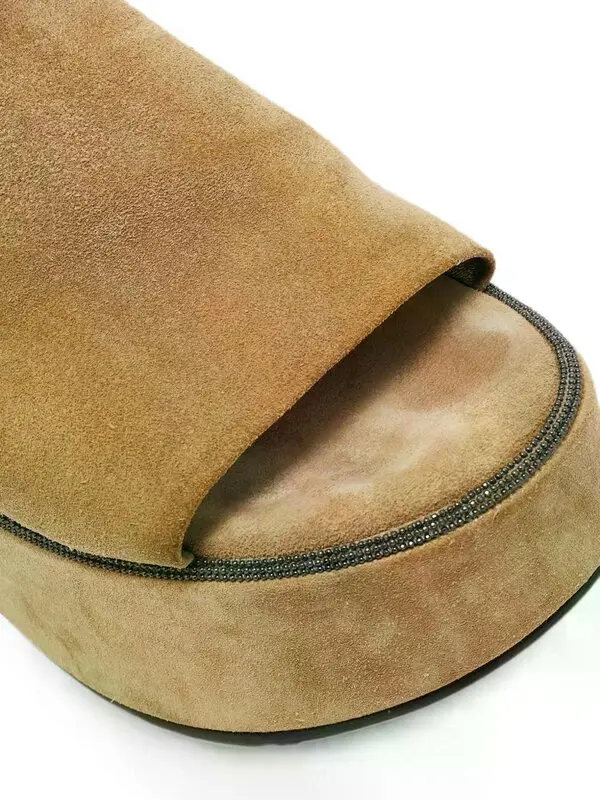 Brunello Cucinelli Monili Detail Open Toe Wedge Sandals