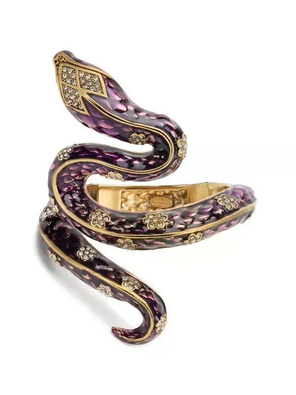 Roberto Cavalli Snake-motif Crystal-embellished Bracelet - Gold