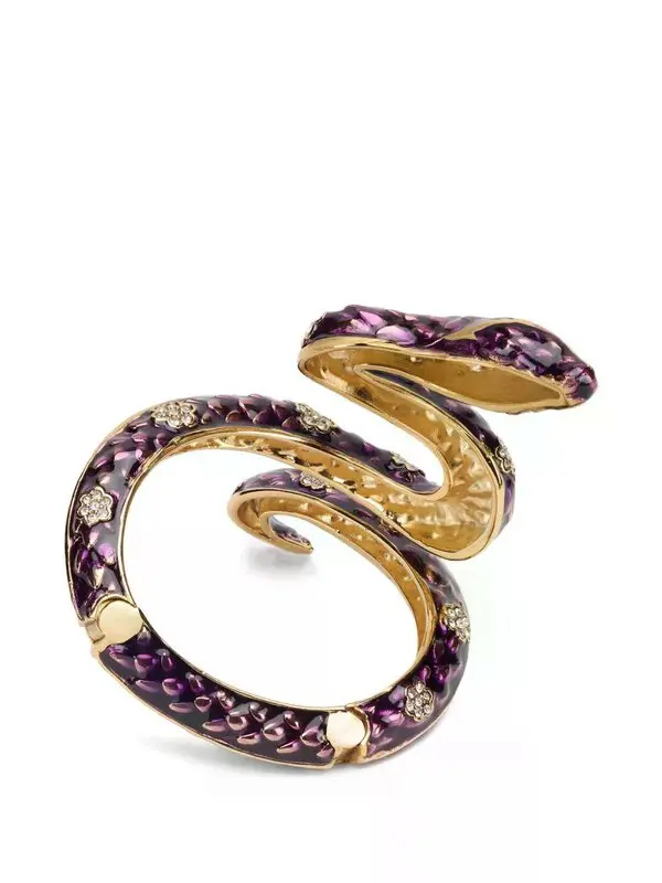 Roberto Cavalli Snake-motif Crystal-embellished Cuff Bracelet