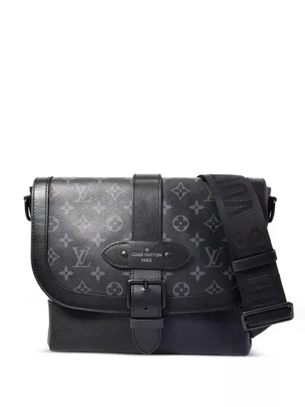 LOUIS VUITTON Saumur Monogram Eclipse Shoulder Bag - Black