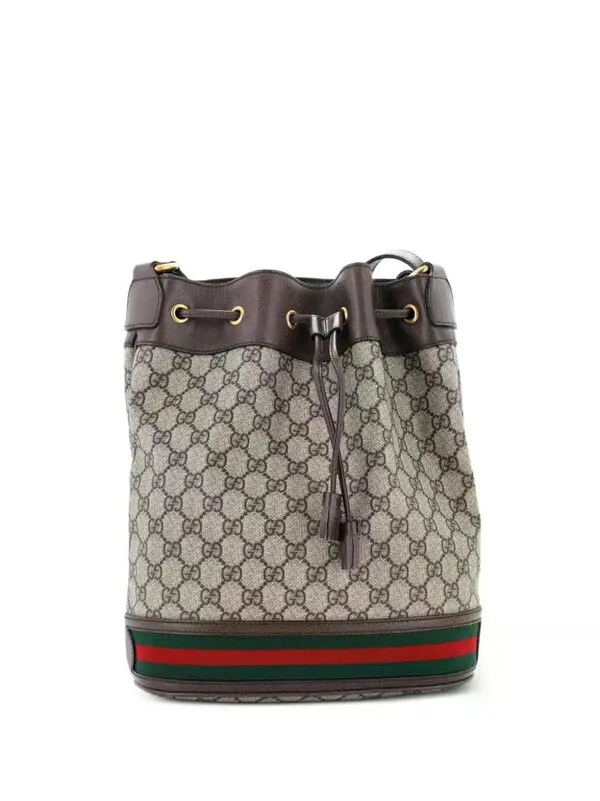 Gucci Ophidia Gg Coated Canvas Medium Bucket Bag - Brown