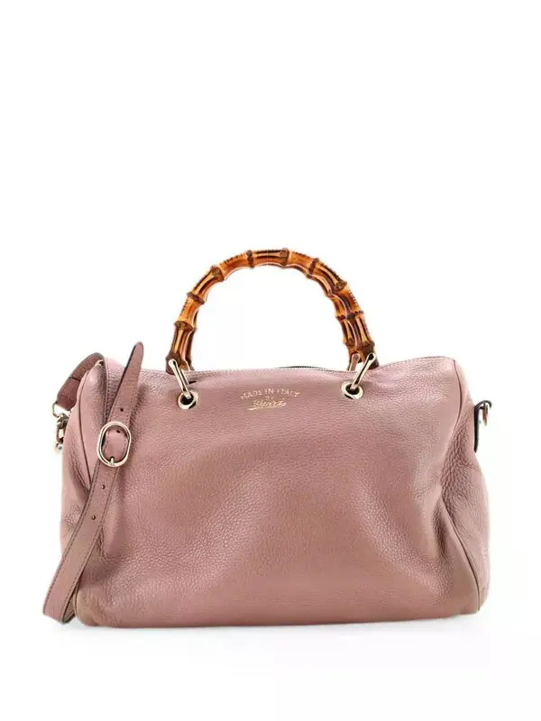 Gucci Bamboo Shopper Boston Bag Leather Medium Satchel
