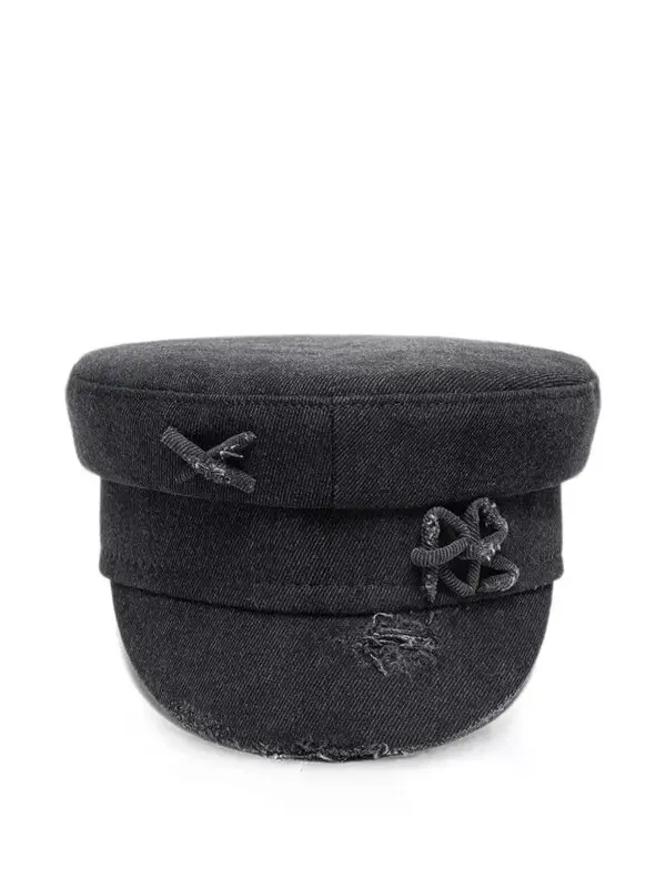 Ruslan Baginskiy Distressed Monogram-embroidered Baker Hat - Black