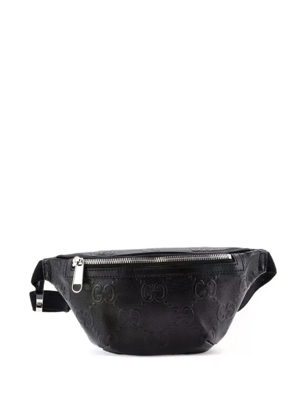Gucci Gg Embossed Perforated Leather Belt Bag - Black