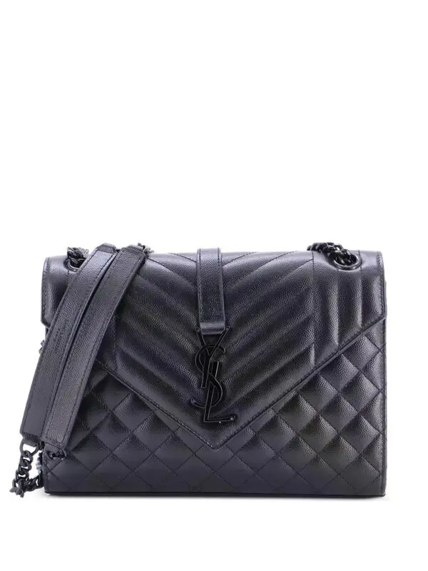 Saint Laurent Classic Monogram Envelope Satchel - Black