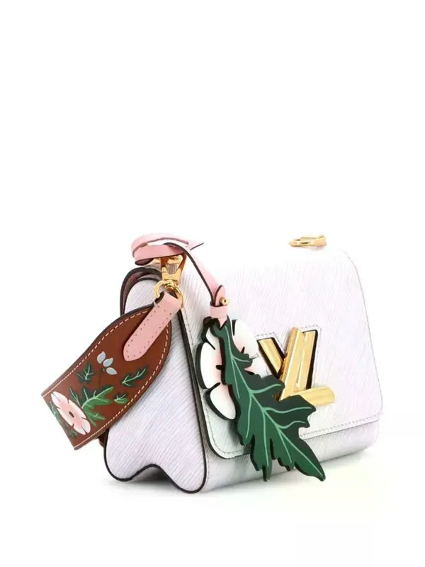 LOUIS VUITTON Monogram Flower Strap Twist Handbag Epi Leather Pm Shoulder Bag - White