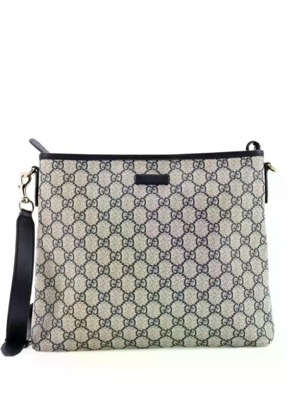 Gucci Zip Top Messenger Bag Gg Coated Canvas Medium Crossbody Bag
