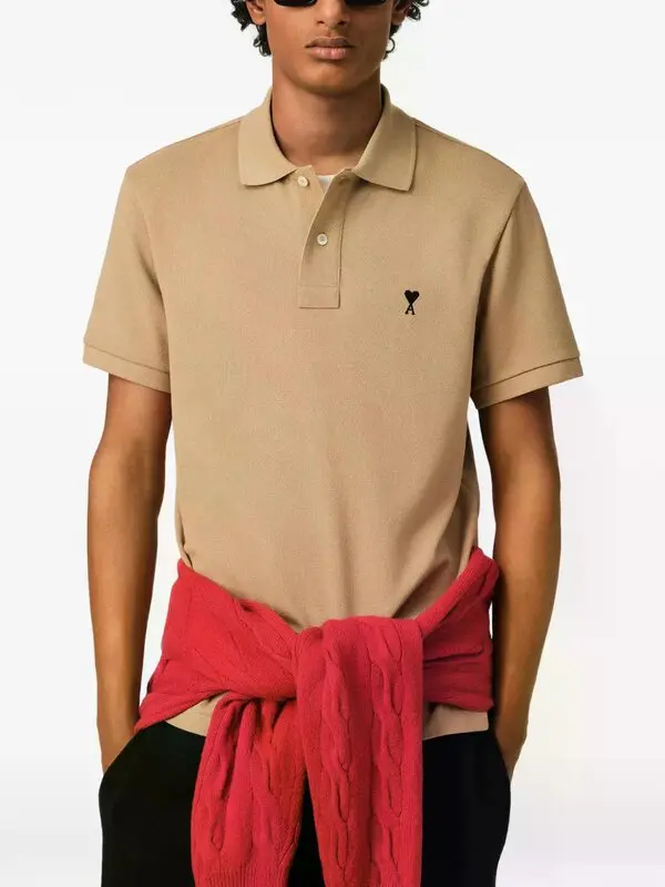 AMI Paris Cotton Polo With De Coeur