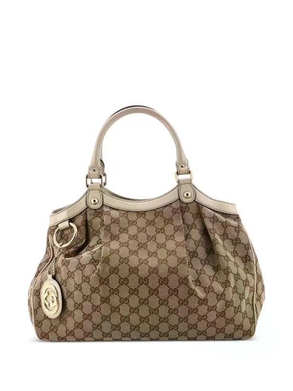 Gucci Sukey Gg Canvas Leather Medium Tote Bag - Brown