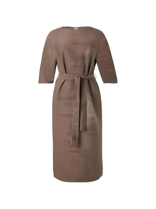 Max Mara Belted Ribbed-knit Midi Dress