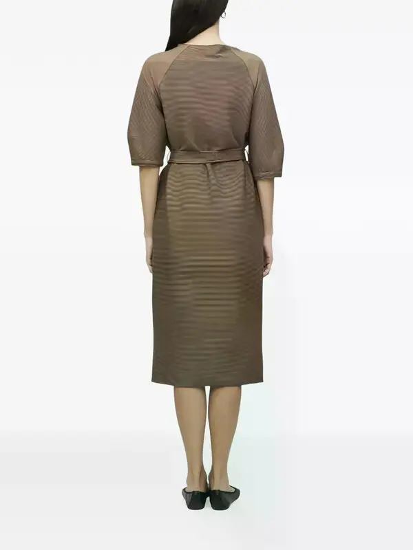 Max Mara Belted Ribbed-knit Midi Dress