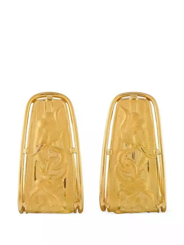CARRERA Y CARRERA 18k Yellow Elephant Motif Clip-on Earrings - Gold