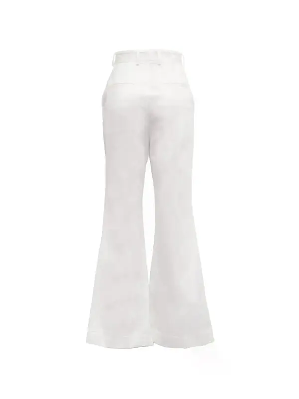 Dolce & Gabbana Cotton Twill Flared Trousers With Dg Logo Plaque