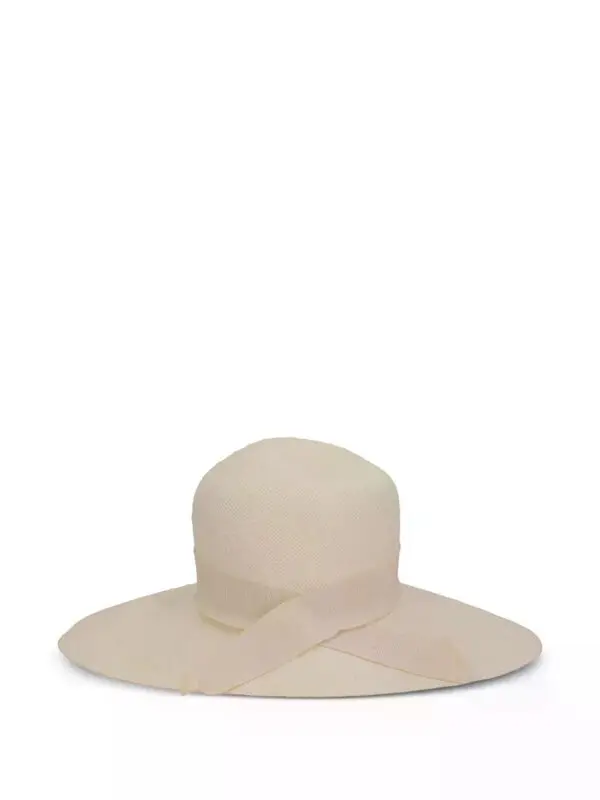 Philippe Model Wide-brim Hat With Bow Detail - Neutrals
