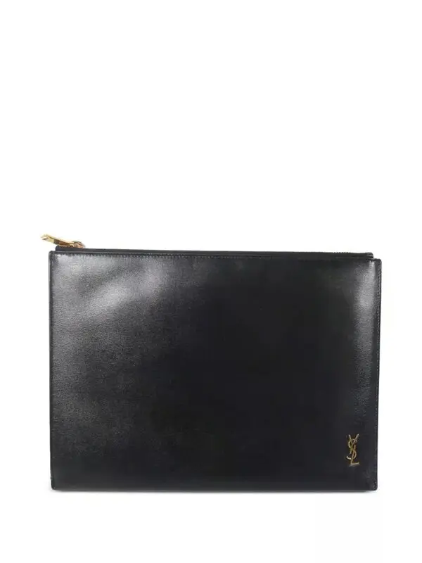 Saint Laurent Logo-appliqué Clutch Bag - Black