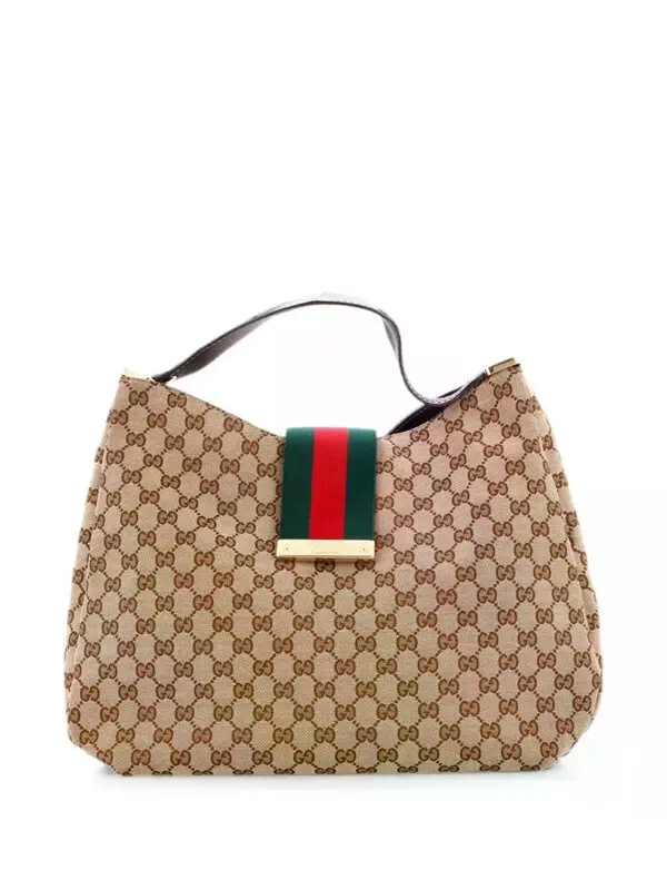 Gucci New Ladies Web Gg Canvas Large Hobo Bag
