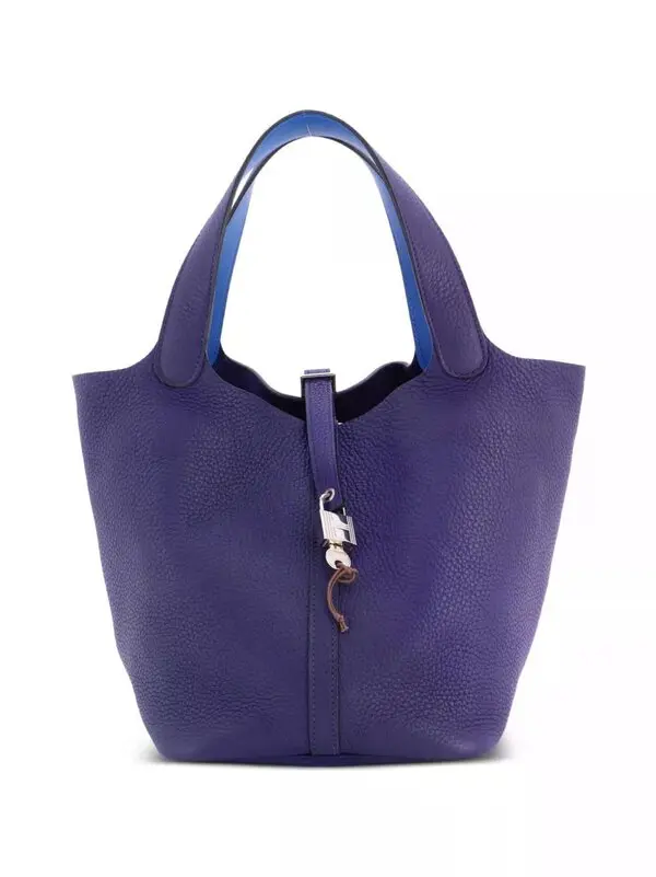 Hermès Eclat Picotin Lock Bag Clemence Mm Bucket Bag - Blue