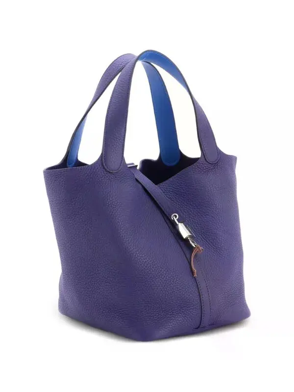 Hermès Eclat Picotin Lock Bag Clemence Mm Bucket Bag - Blue