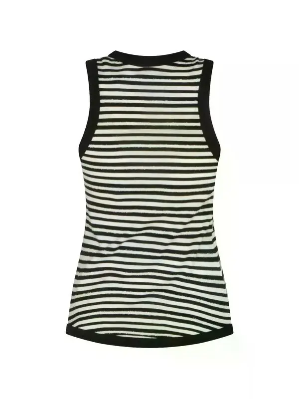 Saint Laurent Cassandre Striped Logo-embroidered Tank Top