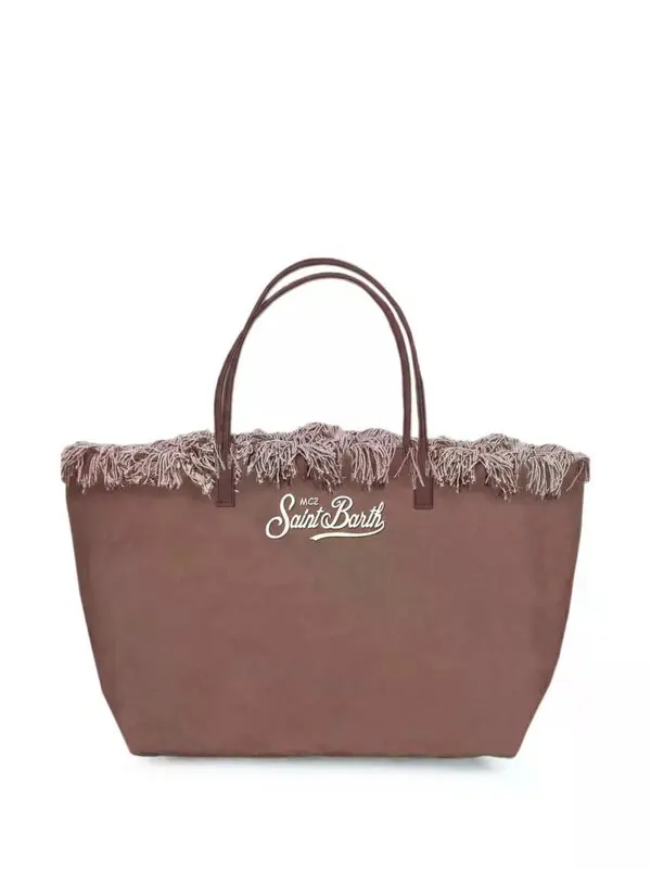 MC2 SAINT BARTH Fringed Logo-embroidered Tote Bag - Brown