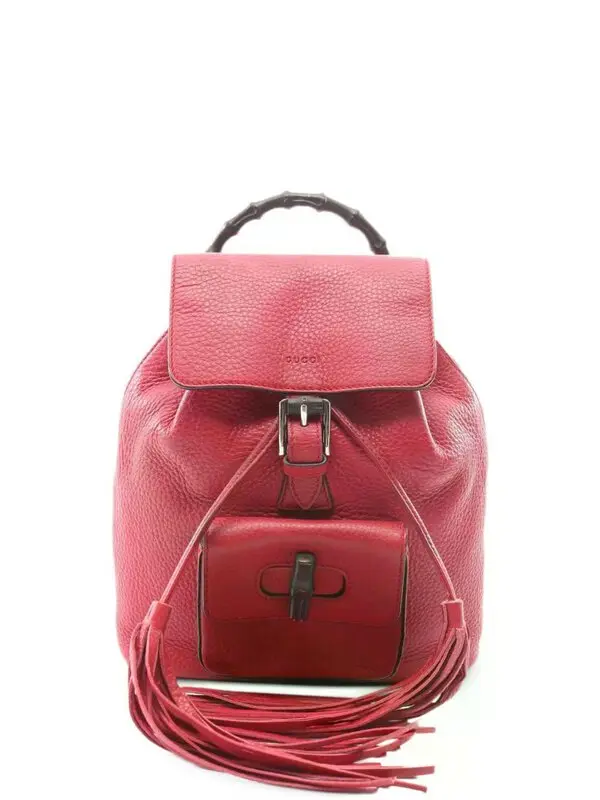 Gucci Bamboo Leather Backpack - Red