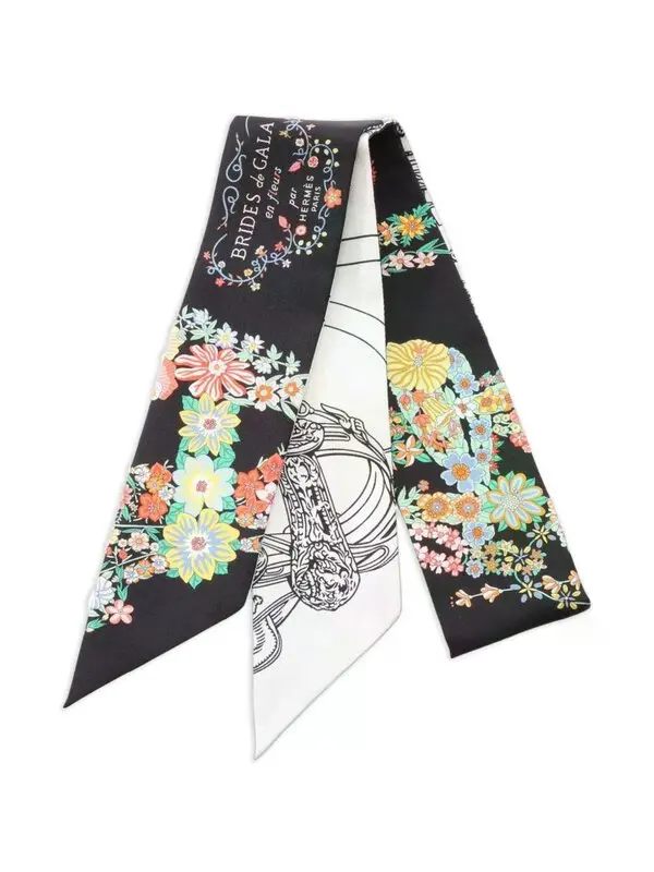 Hermès Brides De Gala En Fleurs Scarf - Black