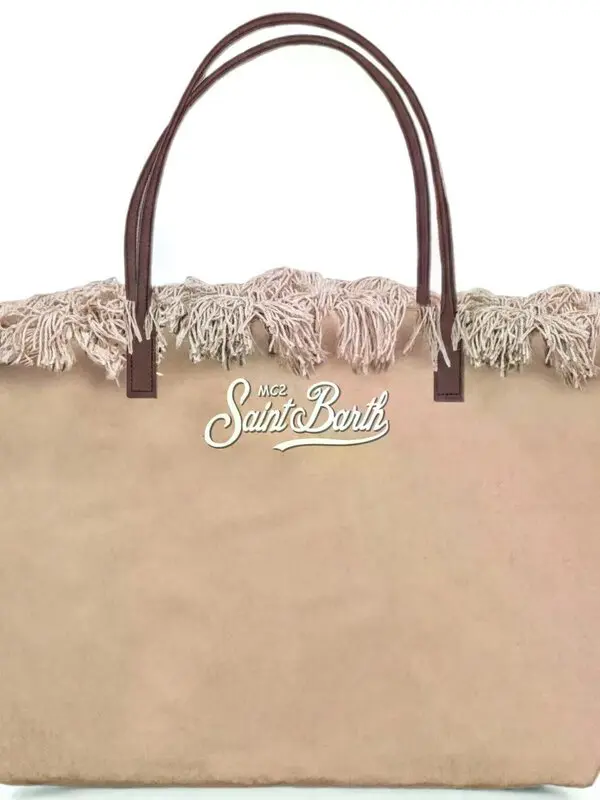 MC2 SAINT BARTH Fringed Logo-embroidered Tote Bag - Neutrals