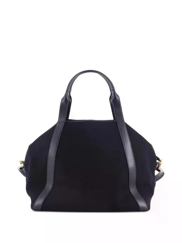 Saint Laurent Rive Gauche Embroidered Canvas Bowling Bag - Black