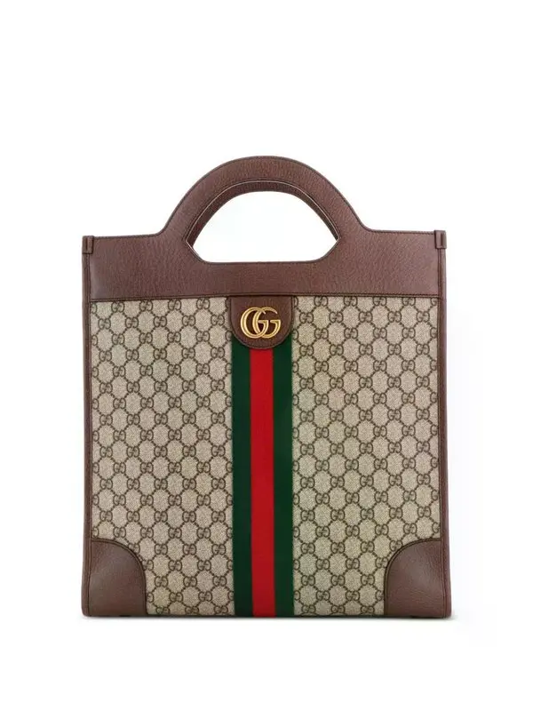 Gucci Ophidia Cut Out Handle Gg Coated Canvas Medium Tote Bag - Brown