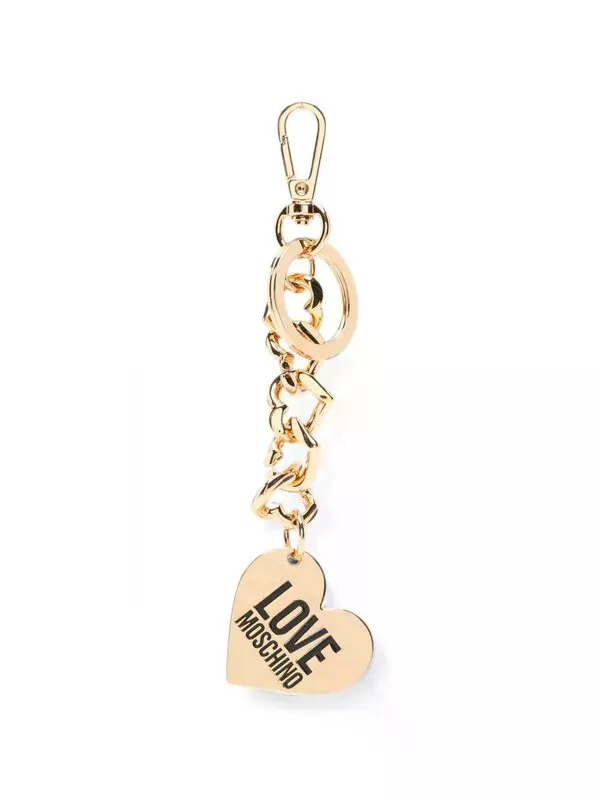 Moschino Heart-pendant Curb-chain Keyring - Gold
