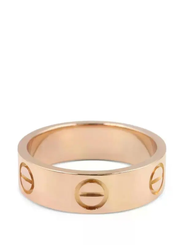 Cartier 18k Rose Gold Engraved Logo Band Ring - Pink