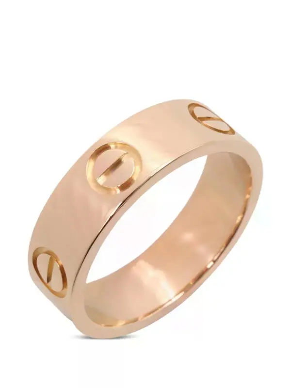 Cartier 18k Rose Gold Engraved Logo Band Ring