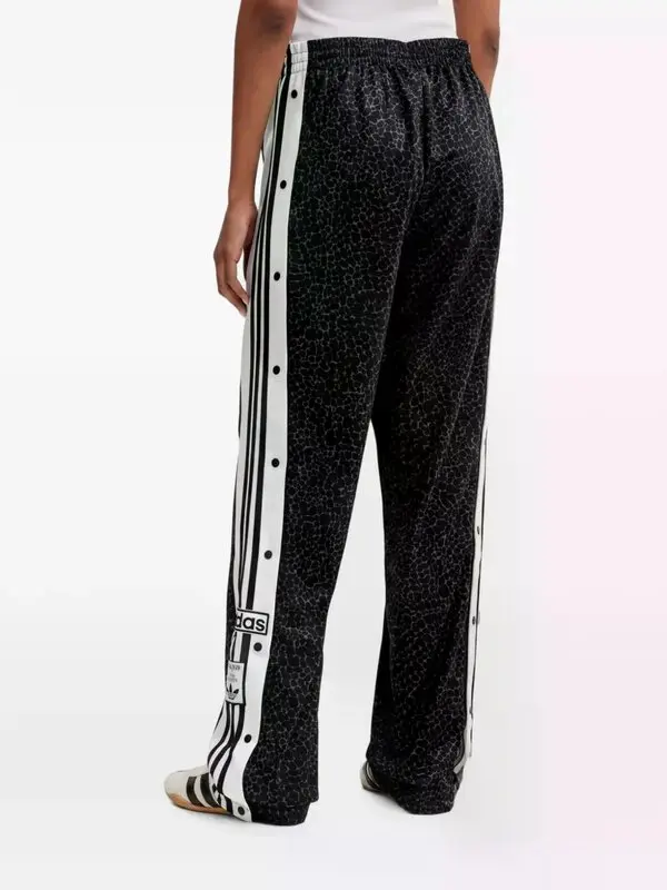 Adidas Leopard Print Track Pants With Side Snap Buttons