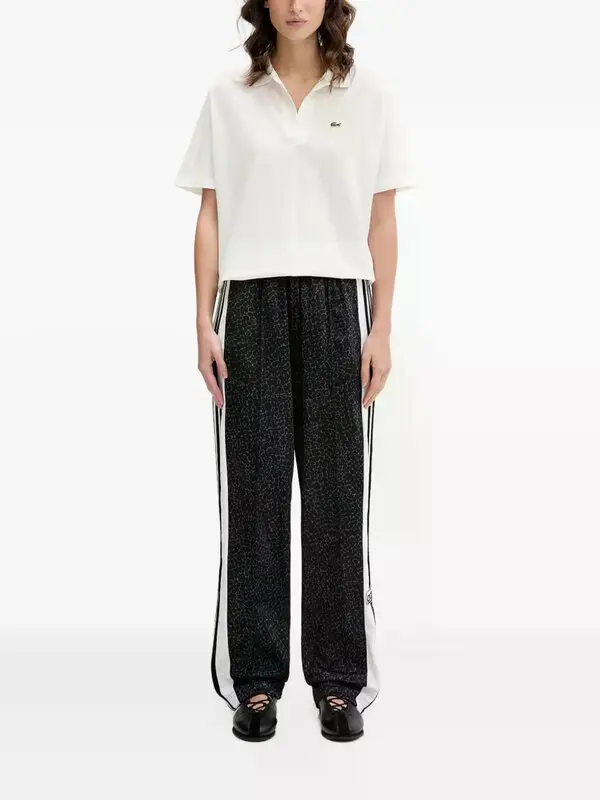 Adidas Leopard Print Track Pants With Side Snap Buttons - Black